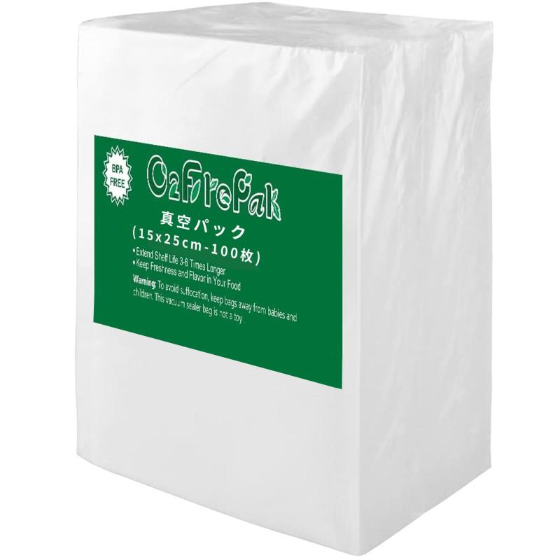 O2frepak 真空パック袋 100枚入り PA+PE安全素材 真空包装袋 真空パック機専用袋 低温調理 専用抗菌袋 脱気密封 鮮度長持ち 食品保存 家庭用 業務用