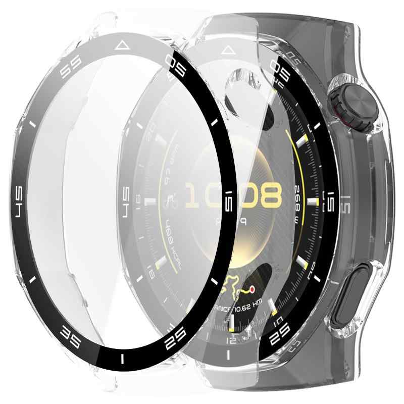YAODLE For HUAWEI WATCH GT 6 Pro 46mm カバー ファーウェイ WATCH GT 6 Pro 46mm ケース PC素材 ガラスフィルム一体型 全面保護 二重構造 防塵 日本旭硝子材 キズ防止 軽量（ブラッ...