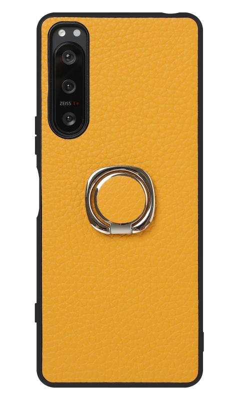 シュリンクレザー 本革 スマホケース Xperia用 互換性 対応ケース スマホリング ストラップ【対応機種】【素材】ケース背面 : シュリンクレザー（シュランケンカーフレザー）皮の銀面（製革工程で毛や表皮を除去した真皮の表面）を収縮（シュ...