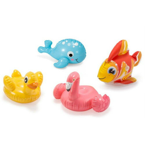 簡単にふくらませられる、小さな手のひらサイズです。プールやお風呂で遊ぶのに最適です。インフレータブル(空気注入式)なので、収納するととってもコンパクト。製品種類：アヒル、フラミンゴ、熱帯魚、クジラ材質:塩化ビニル樹脂 (非フタル酸系可塑剤使...