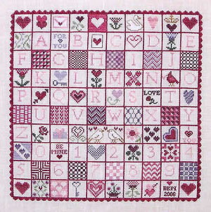 ☆クロスステッチ・チャート☆Blue Ribbon Designs“SEALED WITH A KISS”☆英語表記☆デザインサイズ167W×167H☆