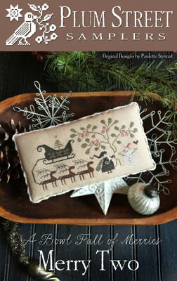 ☆クロスステッチ・チャート ☆Plum Street Samplers“Merry Two” ☆ステッチカウント・129W×62H ☆英語表記