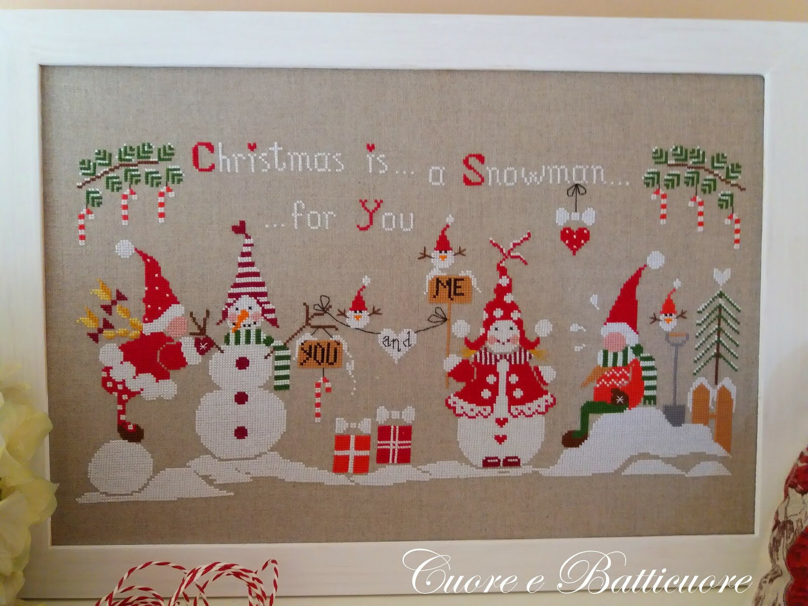 ☆クロスステッチ・チャート ☆Cuore e Batticuore“Un Pupazzo di Neve per Te” ☆ステッチカウント　260W×140H ☆イタリア語表記