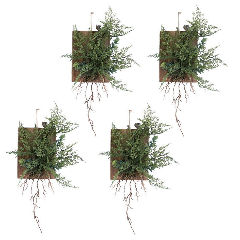サイズ長さ47cmボードサイズ：約20×15cm人工観葉植物ファーン ウォールハンギング アカシア 20　【 4 個入り】麻紐付き材質：ポリエチレン水やり不要の人工観葉植物です。壁に掛けて絵画のようにお飾りいただけます。ホテルのロビー、レス...