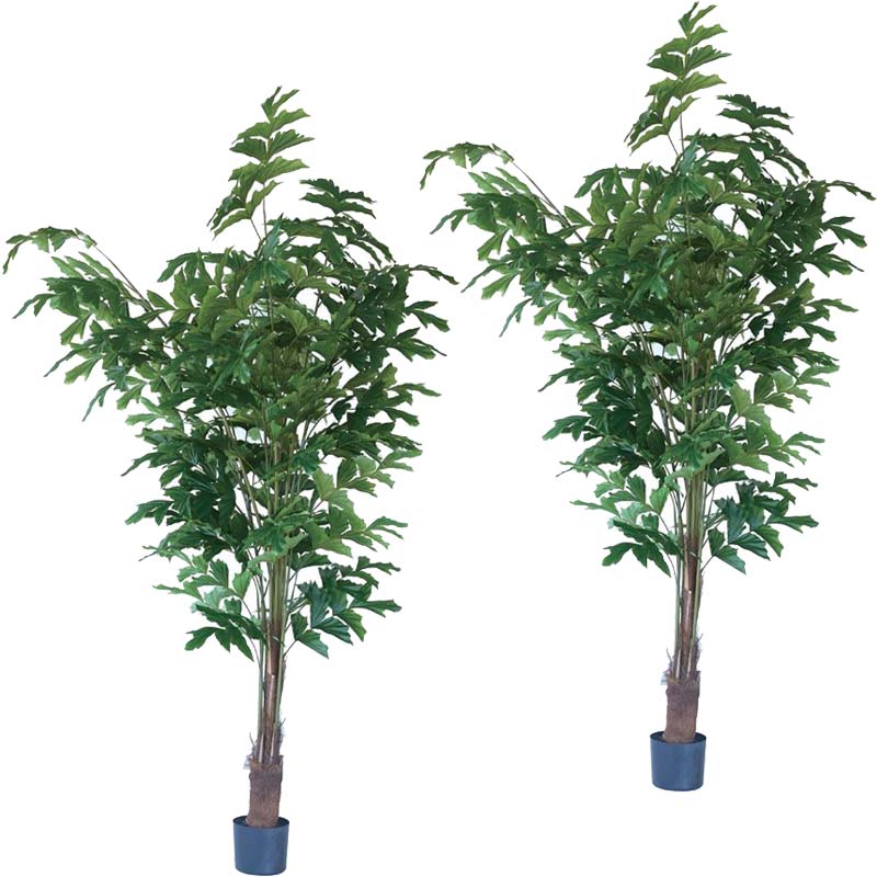 サイズ高さ210cmポットサイズ：約高さ18×直径15cm人工観葉植物クジャクヤシポット 120　【 2 個入り】材質：ポリエチレン水やり不要の人工観葉植物です。スタイリッシュに空間をデザイン、お好みのポットや鉢にセットして。ホテルのロビー...