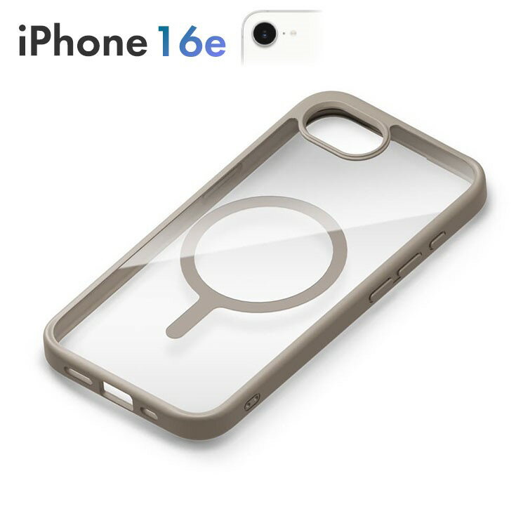 対応機種 iPhone16e デザイン・カラー・種類 クリアベージュ 商品説明 「PG-25KMH02BE」は、各種MagSafeアクセサリーに対応したiPhone 16e用 ハイブリッドケースです。マグネットリング搭載でMagSafeアク...