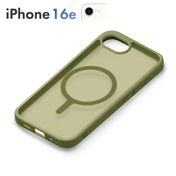 対応機種 iPhone16e デザイン・カラー・種類 マットカーキー 商品説明 「PG-25KMH05GR」は、各種MagSafeアクセサリーに対応したiPhone 16e用 ハイブリッドケースです。マグネットリング搭載でMagSafeアク...