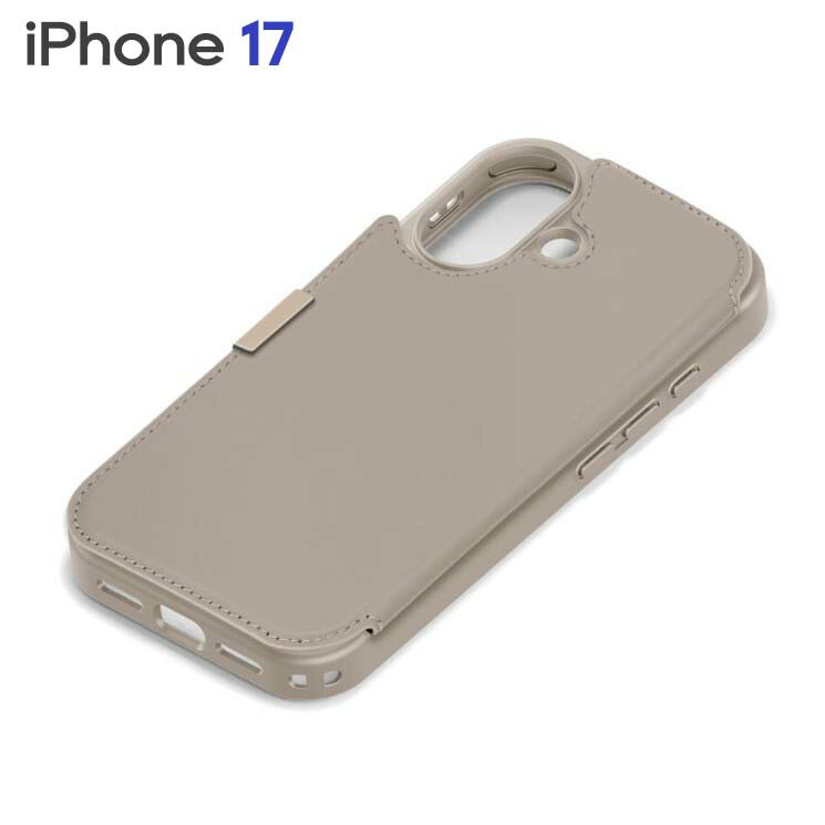 対応機種 iPhone17 デザイン・カラー・種類 バックフリップケース (ベージュ) 商品説明 手帳型ならではの煩わしいカバーの開け閉めを解消する為、フリップを背面に移動したiPhone17用 バックフリップケースです。ケース背面は、クリ...