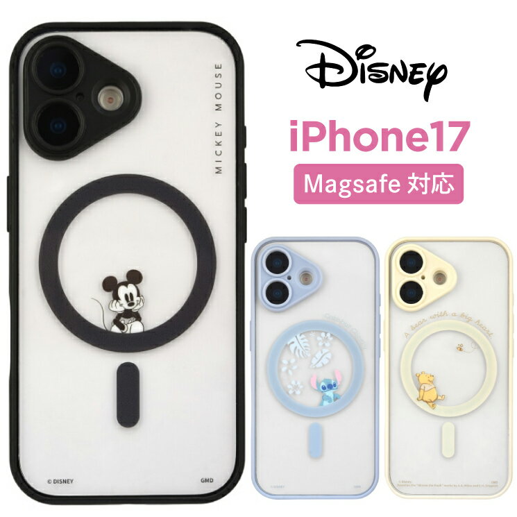 商品 iPhone 17 / IIIIfit プランプフレーム MagSafe 対応 種類 ミッキーマウススティッチくまのプーさん 特徴 裏面を覆うiPhone17対応プロテクトジャケットです。裏面にPC、側面全体にTPU素材(熱可塑性ポリ...