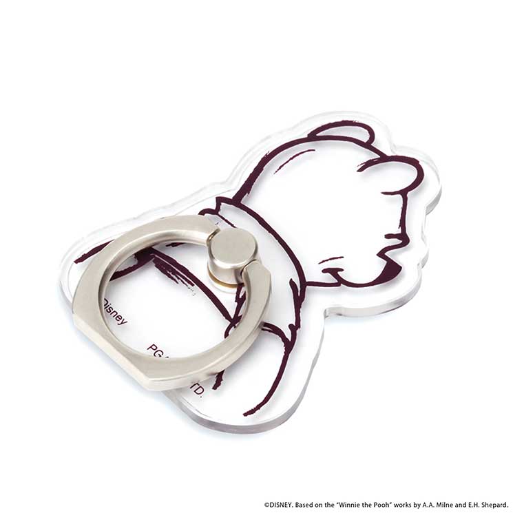 対応:スマートフォン デザイン:くまのプーさん 説明:スマートフォンやケースのデザインを活かすクリアタイプのスマートフォン用 リングホルダーです。スマートフォン本体やケースの背面に貼り付け、指を通すことで、端末の持ちやすさがアップし、落下防...