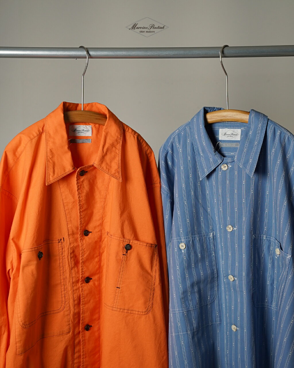 Marvine Pontiak Shirt Makers / マーヴィンポンティアック「 Cover All SH 」 カバーオールを模したマーヴィンのシャツ。同ブランドらしいたっぷりとした生地分量に、ポケットや前立てのワークらしいディテー...