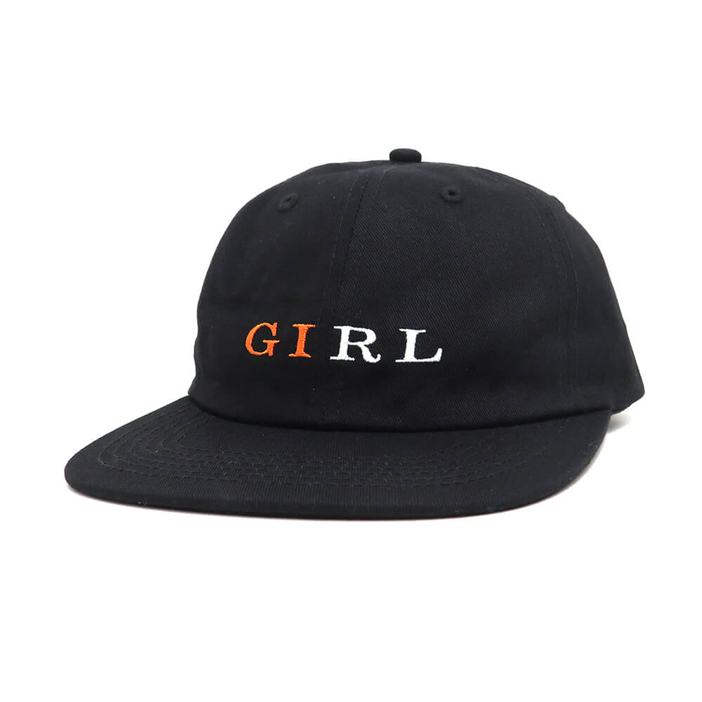 【GIRL / CAP】 スケボー・スケートボードのデッキブランド、GIRL（ガール）のコットンキャップです。 フロントに刺繍ロゴ、後部にブランドタグが施されています。 アジャスター（スナップバック）で調節して被ります。 フリーサイズ *商...