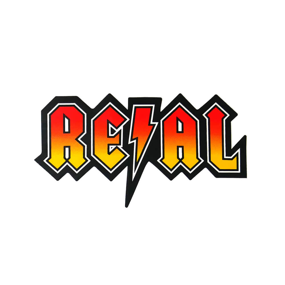 【REAL / STICKER】 サンフランシスコ発信のスケボー・スケートボードの老舗デッキブランド、REAL（リアル）。 ACDC ロゴのダイカットステッカーです。 サイズ：約6.5cm x 12cm *商品によって多少の誤差がある事をご...