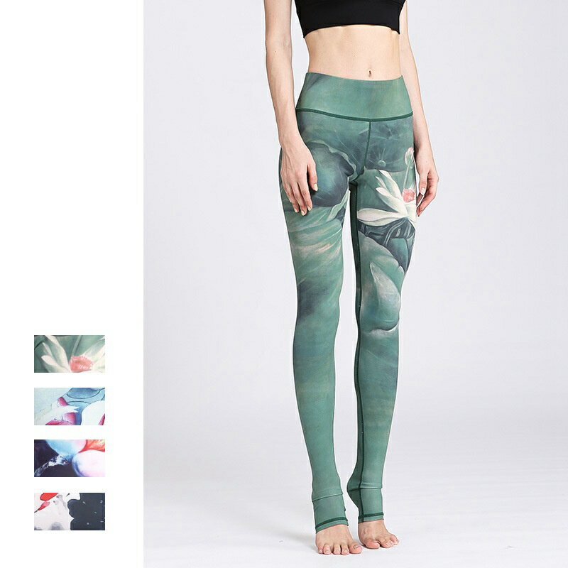 ヨガウェア ヨガパンツ レギンス レディース トレンカ 花柄 総柄 おしゃれ スポーツウェア フィットネスウェア スポーツタイツ ロング ストレッチ 伸縮性 吸汗 速乾性 【品　番】saibei02 【カラー】グリーン、ブルー、パープル、ホ...