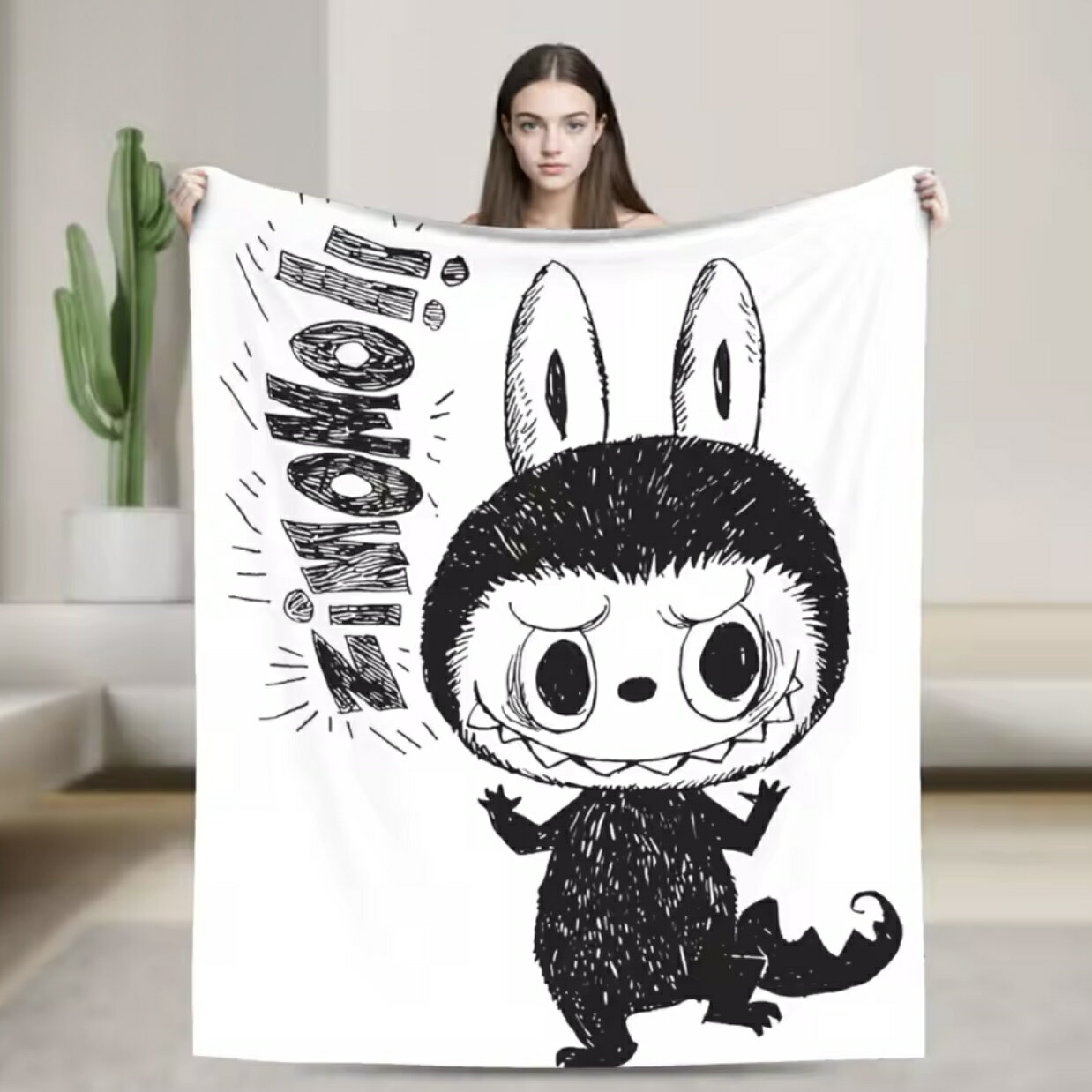 ラブブ風 ブランケットは、子供たちにぴったりのかわいいブランケットです。 お部屋でのひざ掛けとしても、アウトドアでの冷房対策にも大活躍！ 旅行やキャンプのお供にも最適です。 男の子も女の子も喜ぶデザインで、誕生日やクリスマスのプレゼントにも...