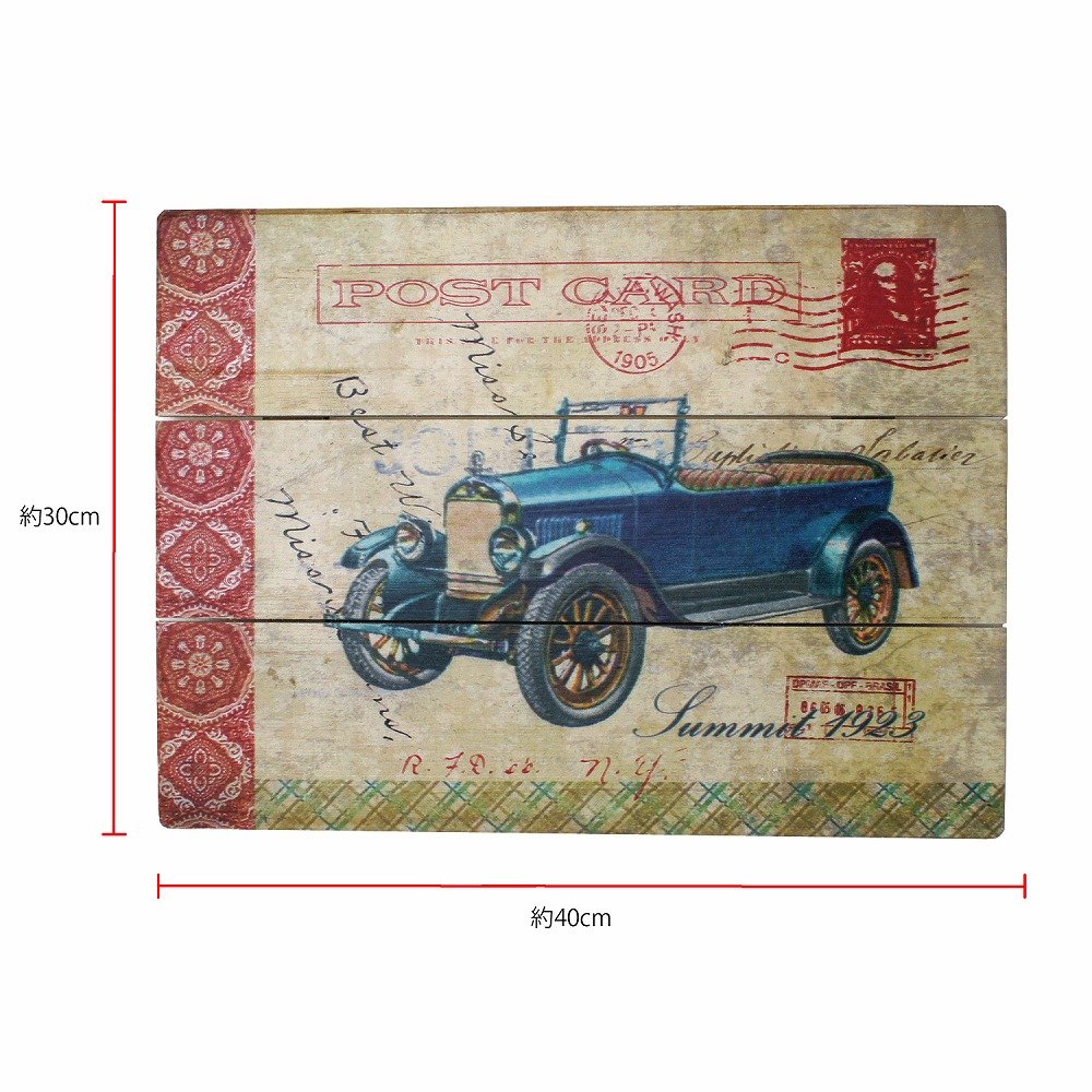 簡易な壁掛けインテリアとして最適な、クラシック風イラストが描かれた木製看板です。縦横40cm-30cmとインパクトも抜群です。塗装のにじみなどはクラシック風加工です。※こちらの製品は海外製品のため多少の汚れや小さな傷がある場合がございます。...