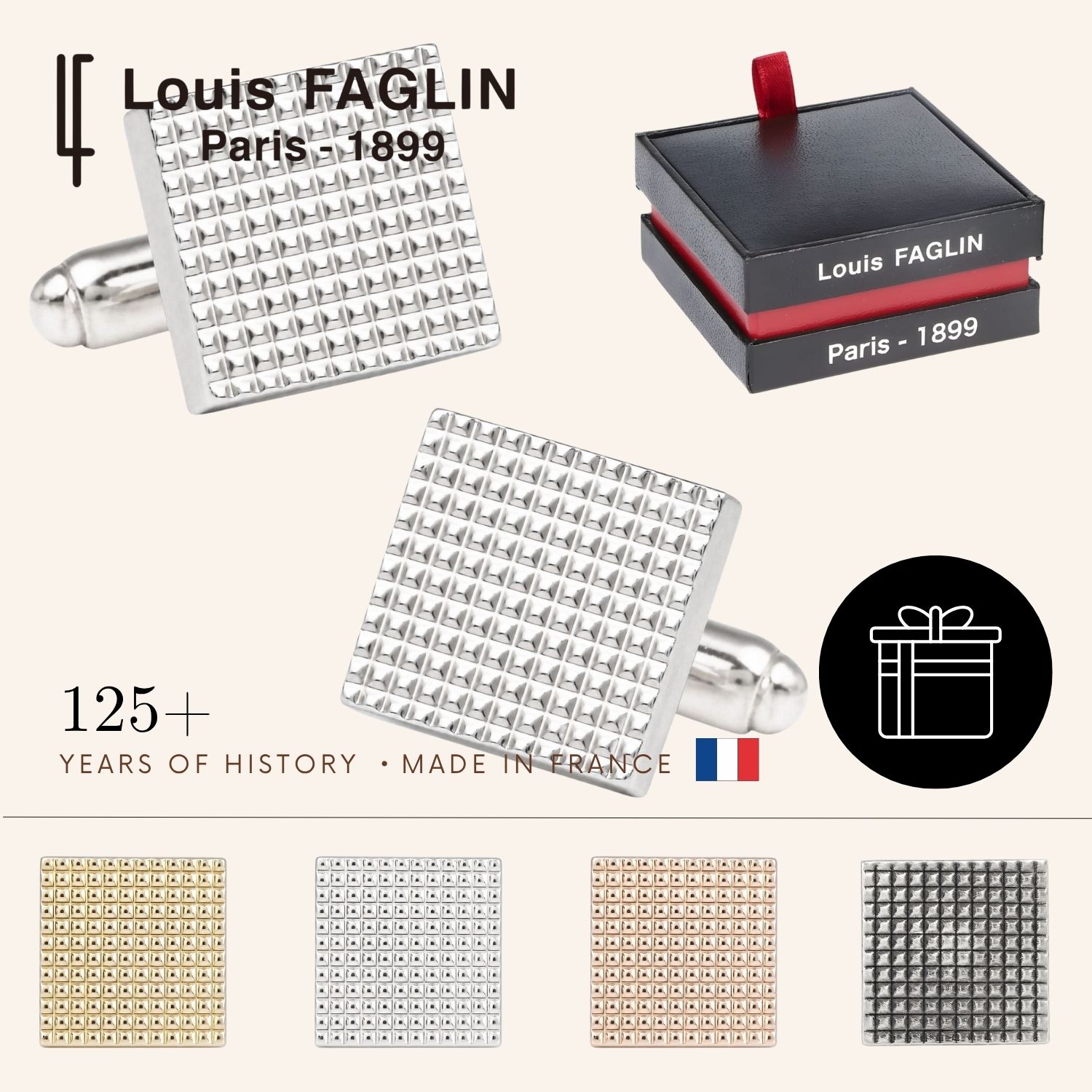 About Louis FAGLIN ルイ・ファグランは1899年創業のフランスのメンズアクセサリーブランド。 パリの著名メゾンに向けてカフリンクスを製作してきました。 1924年には現在のカフリンクスの原型となるスウィベル式Tバーを考案。...