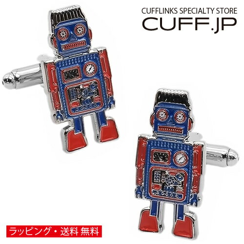 ロボットをモチーフにしたカフス。 愛嬌があり、レトロな雰囲気のロボットにブルーとレッドの華やかなペイントが施されています。 約3ミリ弱ほどと厚みが抑えられており、袖口に馴染むようなスッキリとした見た目ですが、カラフルな色合いとボリュームで、...