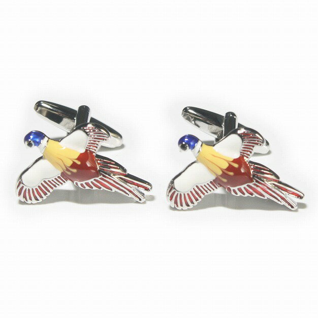 キジをモチーフにしたカラフルな カフスボタン。 袖口のアクセントになりますよ。 ベースカラーーシルバー 素材ーbrass(真鍮） サイズー20x25mm ・選べるお支払い方法　　・各種クレジットカード　・代金引換　・銀行振込　・後払い（コン...