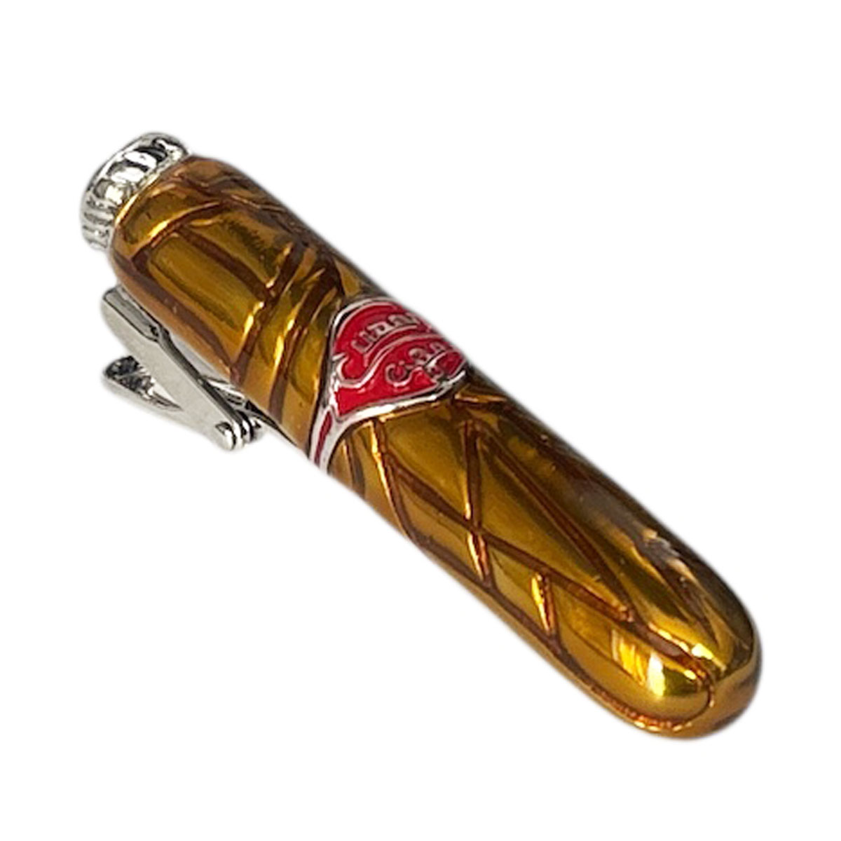 葉巻をデザインしたネクタイピン 胸元をちょっとワイルドに演出するには ピッタリなモチーフですよ♪ ベースカラーーシルバー 素材ー真鍮(brass) サイズー12x55mm ・選べるお支払い方法　　・各種クレジットカード　・代金引換　・銀行振...