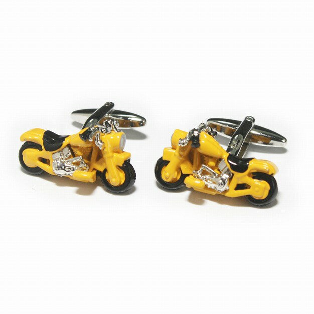 黄色いアメリカンバイクをモチーフにしたカフスボタン。 バイク好きにはたまりませんね。 袖口をワイルドに演出するにはピッタリですよ♪ ベースカラーーシルバー 素材ーbrass（真鍮） サイズー14x26mm【バイク特集】 ・選べるお支払い方法...