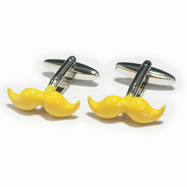 イエローカラーのヒゲをデザインした ユニークなカフスボタン。 袖口のアクセントにおすすめですよ♪ ベースカラーーシルバー 素材ー真鍮(brass) サイズー7x23mm ・選べるお支払い方法　　・各種クレジットカード　・代金引換　・銀行振込...