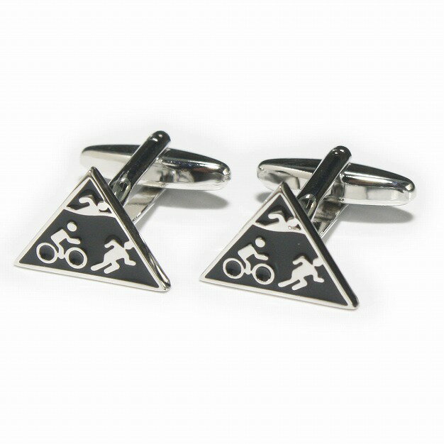 トライアスロンの競技をデザインした ユニークなカフスボタン アスリートにおすすめですよ♪ ベースカラーーシルバー 素材ー真鍮(brass) サイズー12x18mm ・選べるお支払い方法　　・各種クレジットカード　・代金引換　・銀行振込　・後...