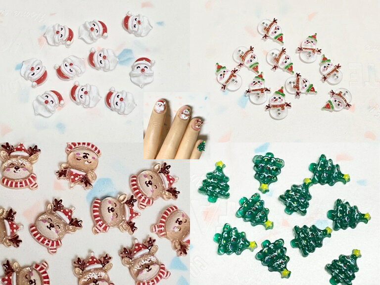 【クリスマス】ネイル　デコパーツ10個入り 樹脂パーツ 1cm前後の小さなパーツ　ネイルやワンちゃんのリボンアクセントにいかがでしょうか？10個でのセット販売です。 5