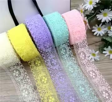 【レースリボン】約38mm幅 約10ヤード まとめ売り ラッセル ヘアリボン 手芸用 ポリエステル 中国製 ポリエステル製 綺麗で優しいイメージのレースリボンです。手触りもなめらかです。10ヤード(約8.5〜9メートル)でカットしてあります...
