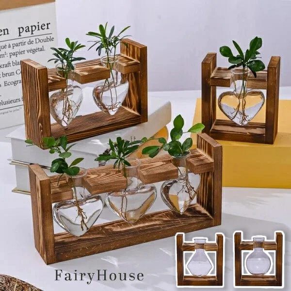 【この商品の特徴】【おしゃれなデザイン】ナチュラルな木製スタンド: シンプルでモダンな木製フレームが、ガラス瓶をおしゃれに演出。どんなインテリアスタイルにもなじみ、空間のアクセントになります。【清潔で簡単】水耕栽培（ハイドロカルチャー）: ...