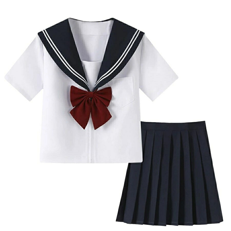 セーラー服 本格制服 コスプレ JK 女子高生 コスプレ 制服 ホワイト 長袖と半袖の2種類 セーラー服 スカート 蝶結び 3点セットソフトな生地この制服の主な生地はポリエステルと綿で、ソフトで肌に優しく、着心地がとても良いです。 スカート...