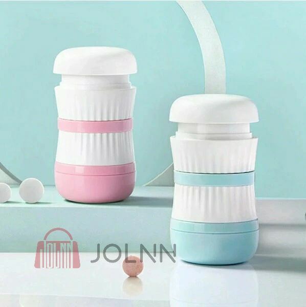 商品詳細：素材：本体（プラスチック）、蓋の刀（ステンレス）。サイズ：直径52.6mmx高さ96.5mm 色：グレー/ピンク/グリーン【多機能】切る砕くピル収納。【錠剤カッター】お薬を2等分と3等分の先端に置いて、フタを閉めて押させるだけで簡...