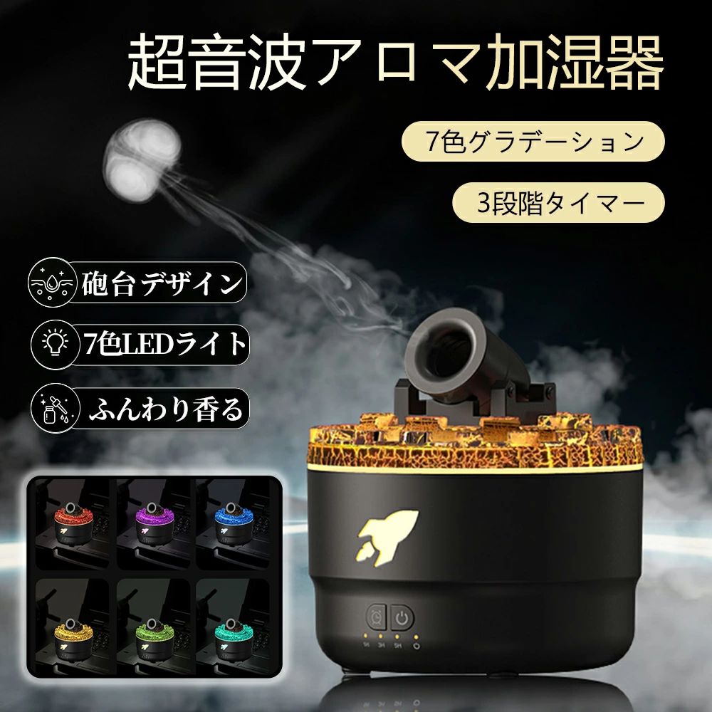 商品情報【仕様】セット内容:加湿器×1、ケーブル×1サイズ:高さ16.2×横幅13.2×奥行13.2(cm)カラー:2カラー(ホワイト/ブラック)重量432g素材 ABS仕様 水タンク200ml、アロマ対応、定格電圧24V機能 噴霧モード切...