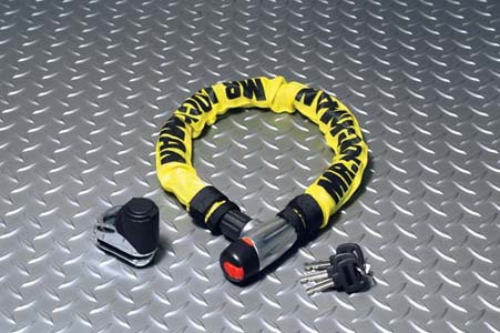 【ML－010－600】★600mm(径Φ20）のリンクロックとディスクロックの組合せ！★コンパクトで携帯に便利！★同一キーなので鍵がジャラジャラ増えません！サイズ：リンク長600mm　 　 ：ディスク厚6mmまで（ピン径5mm）カラー：イエロー