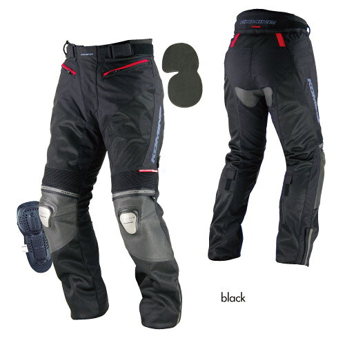 PK-712 Titanium Leather M-PNT RIGAレザーとメッシュのコンビネーションパンツ通気性の高いメッシュパネルの面積を大きく設けて快適性を高め、負荷のかかりやすい膝と後股をレザーで補強していますこれまでジャケットの肩...