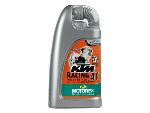 ◆KTM RACING 4T 【20W60】◆■品番：97788■サイズ：1L■タイプ：100％化学合成油■説明【20W−60】KTMと共同開発。KTMレーシングエンジンのためにつくられた100％化学合成の高性能レーシングエンジ...