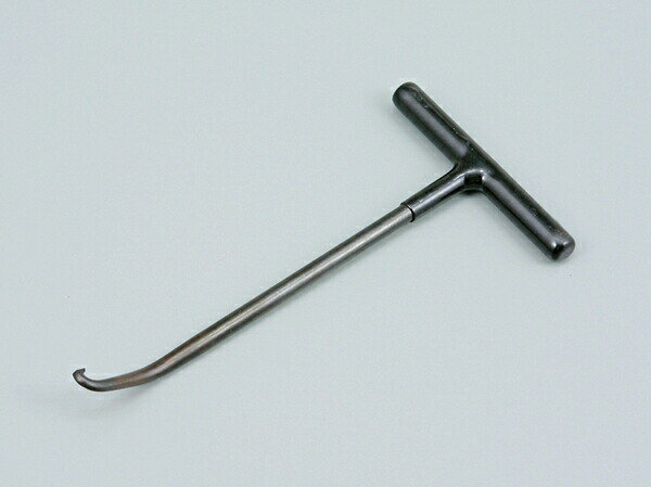 クラッチシュースタンド、チャンバーなどの引っ張りスプリングの脱着に最適。先端にアールが付いており、スプリングが外しやすい。ハンドル部PVCコーティング。80mm×140mm