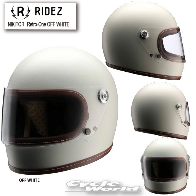 ◆Retro-One OFF WHITE◆NIKITOR HELMETより待望のネオクラシックフルフェイスが発売。その名も'Retro-One'！！既存のビンテージタイプヘルメットよりも更にデティールに凝った仕上がりになっています。 ヘルメ...