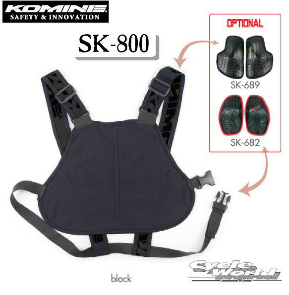コミネ製の分割型胸部プロテクター(別売り/SK-689,SK-682)を内蔵できるプロテクターベース。通気性の良い伸縮生地のポケットでプロテクターを覆い、左右のプロテクター位置をバストトップの位置に合わせ柔軟に調整できます。プロテクターの外...