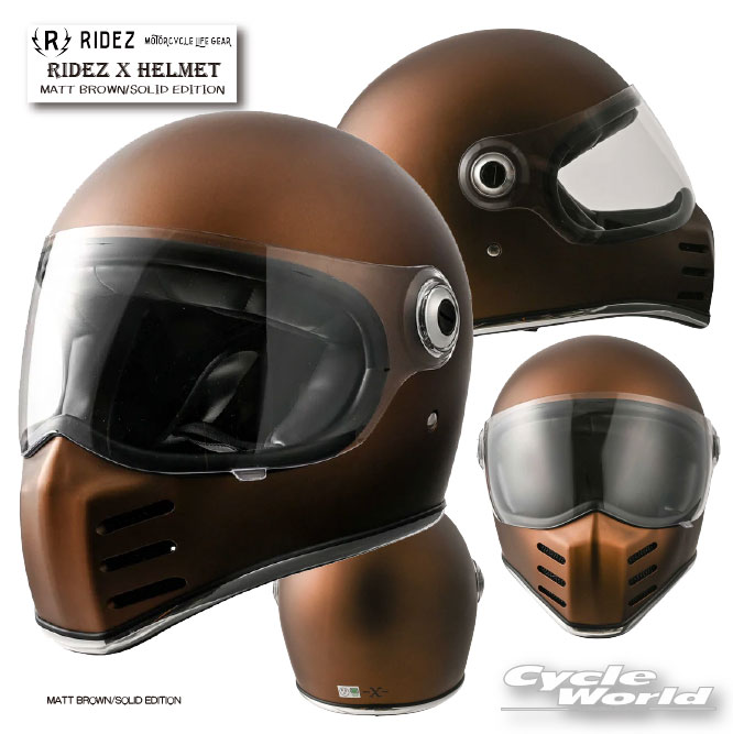 ◆RIDEZ X HELMET◆NEW＆OLDな雰囲気を持つ現代のネオクラシックフルフェイスの誕生。過酷な荒野の走行でも快適性を保ち、安定して走り続ける事ができるフルフェイスです。現行車から旧車、カフェレーサー、アメリカンからネーキッドまで...