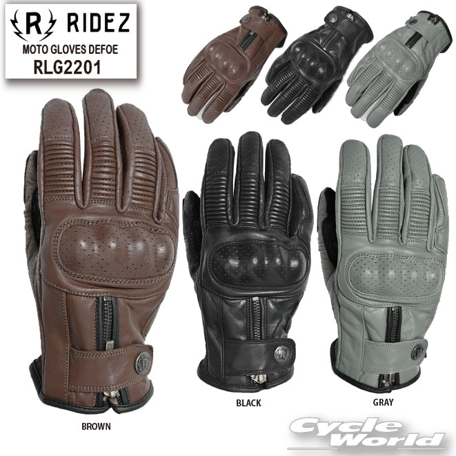 ◆MOTO GLOVES DEFOE バイク用 レザーグローブ《RLG2201》◆◇イノベーション～新しいRIDEZグローブへの挑戦～RIDEZのグローブシリーズに新しいラインナップが登場しました。今回グローブ制作にあたり、イノベーション・...