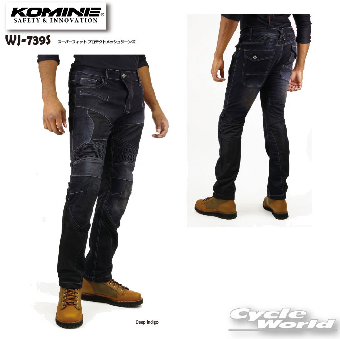 ◆WJ-739S スーパーフィット プロテクトメッシュジーンズ《Deep Indigo, Lサイズ》メッシュとストレッチデニムのコンビネーションで通気性に優れるジーンズ。膝と腰には伸縮シャーリングを設け、乗車姿勢を取りやすい仕様。膝プロテク...