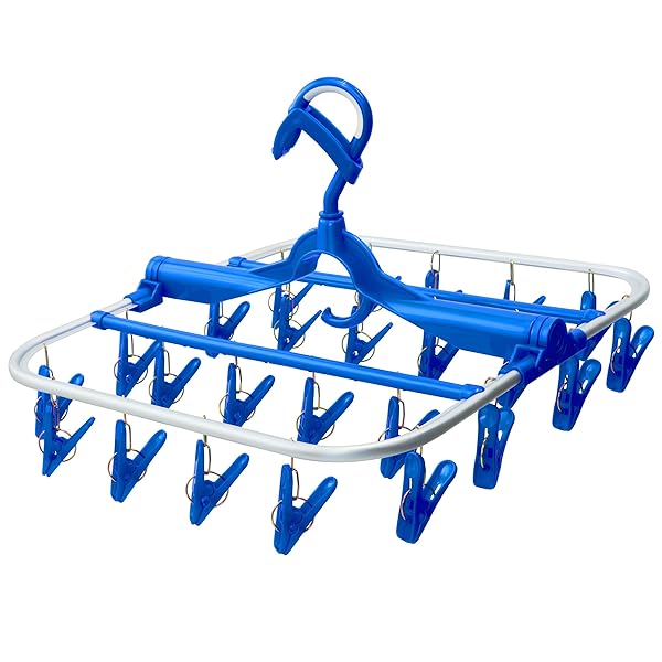 軽くて丈夫な アルミ 角ハンガー 24ピンチ 衣類をしっかりはさむ強力ピンチ ワンタッチ式フック サブフック付き 省スペースで干しやすい 幅38×奥行43×高さ28cm AH-24ブランド色ブルーモデルAH-24商品説明【商品概要】サイズ（...