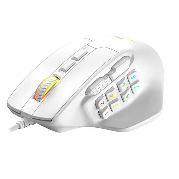 有線ゲーミングマウス 白 15ボタン MMO/FPS対応 12400DPI RGBライト カスタマイズ可能 プログラムキー搭載 ホワイトブランド色ホワイトモデルHKW-GMMS03-WH商品説明【商品概要】【15個のプログラム可能ボタン】専...