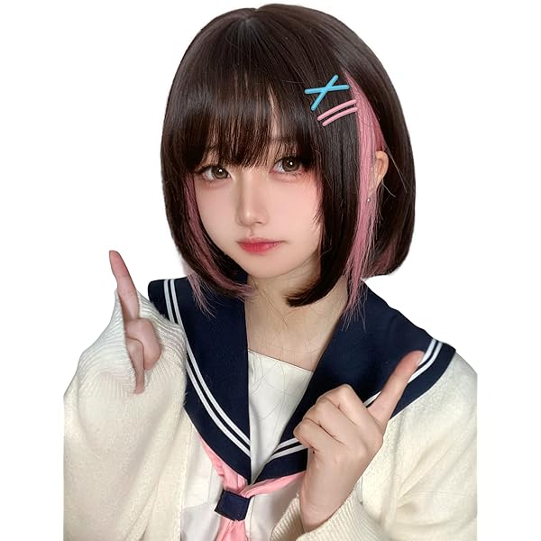 ウィッグ ボブ ショート フルウィッグ かつら レディーズ ストレート 自然 耐熱 小顔効果 wig 女装 原宿 日常 ネット/櫛付き (ブラックピンク)ブランド色ブラックピンクモデル商品説明【商品概要】素材構成: 約180度耐熱ファイバー...
