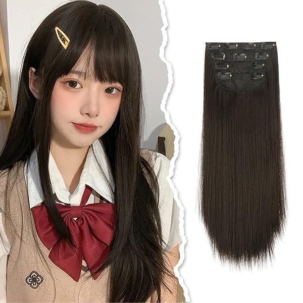 襟足ウィッグ 4枚セット 40/50/60cm クリップ式 エクステ ワンタッチ サラサラ 自然 普段使い向け 装着簡単 ストレート ロング ワンタッチエクステ ハーフウィッグ つけ毛ブランド色ブラウンブラックモデル商品説明【商品概要】【普...