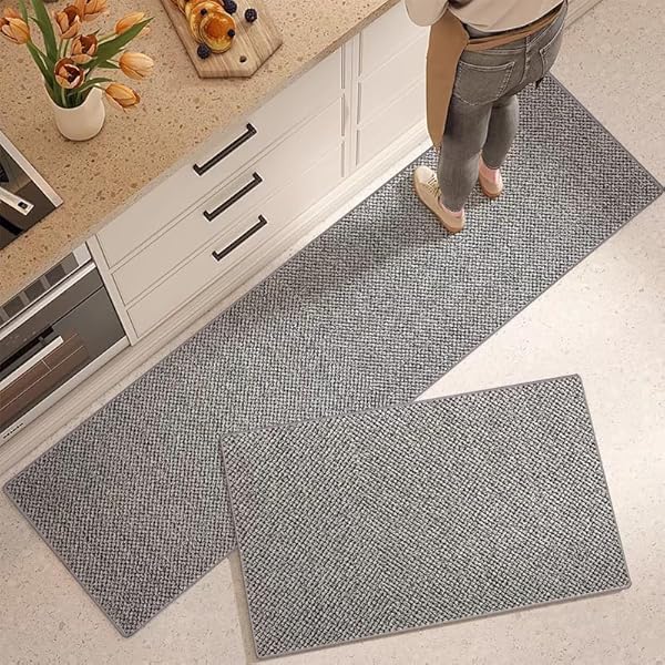 模造サイザル麻絨毯 キッチンマット 超吸水 洗える 滑り止め 屋外玄関マットウ 衝撃緩和 おしゃれ 玄関マット 足ふきマット ウェルカムマット 猫用スクラッチボードフロアマット (グレー, 44*120)ブランド色グレーモデルFJMDD00...
