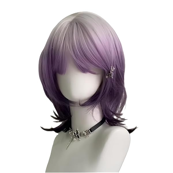 ウィッグ セミロング ウルフ ボブ レディース フルウィッグ ウルフカット ストレート かつら 自然 男装 インナーカラー 男女兼用 オシャレ 耐熱 小顔 (グラデーションパープル)ブランド色グラデーションパープルモデル商品説明【商品概要】...