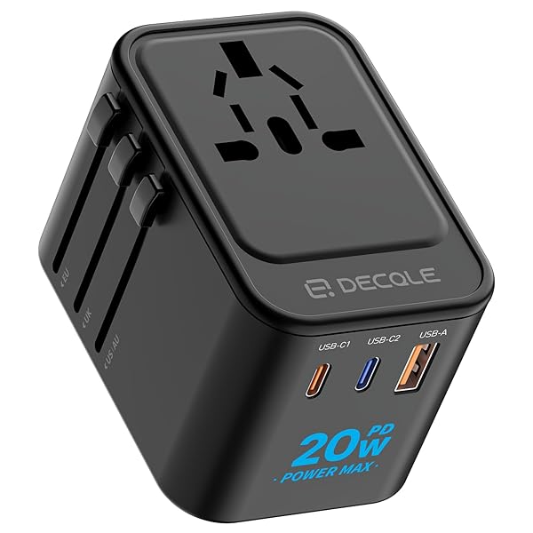 【PD20W 急速充電】 海外 変換プラグ コンセントマルチ変換プラグ 2 USB-C(PD20W 急速充電）＆ 1 USB-Aポート 4台同時充電 全世界対応（アメリカ/イギリス/ヨーロッパ/オーストラリア/中国などの224+国々に対応）...
