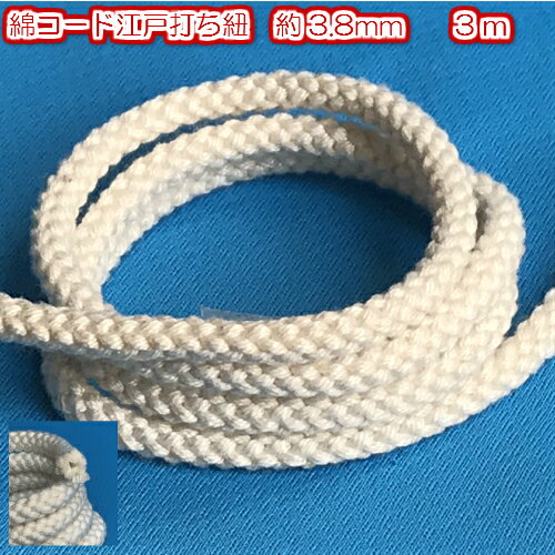 商品詳細 素材 綿100％ 長さ 3m 太さ 約3.8mm 生産国 日本 特徴 シルケット加工してますので 通常の綿より光沢が有ります。 ご注意 他の商品と一緒に洗濯しますと、 天然のアクが色移りする場合が ございます。他のサイズはこちらか...